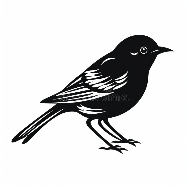 Black Bird Illustration: Accurate and Detailed Monochromatic Graphic ...