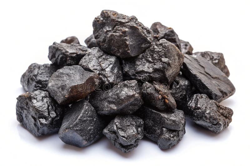Black Bituminous Coal Fragments on White Background Stock Illustration ...