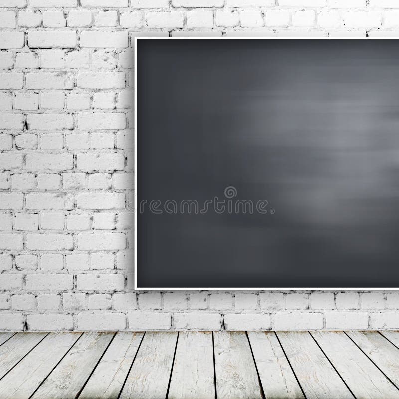 Black Blackboard Over Brick Stock Photo - Image of lesson, classroom ...