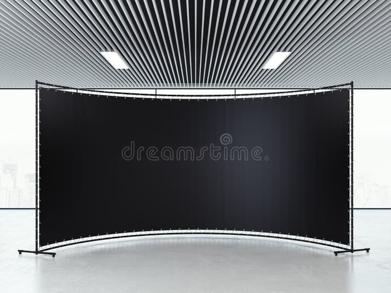 Black Blank Advertising Stand in the Office. 3d Rendering Stock ...