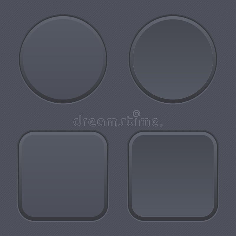 Black Blank Buttons. Round and Square Shaped Icons Stock Vector ...
