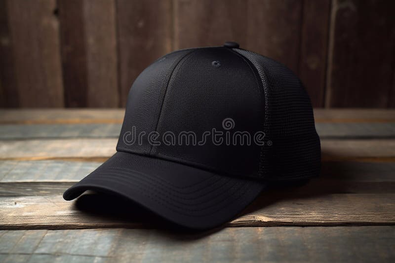 Black Blank Cap with Space for Print. Stock Illustration - Illustration ...
