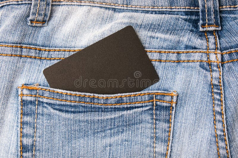 Black Blank Card with Copy Space in Blue Jeans Denim Pocket Stock Image ...