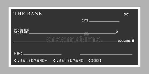 Black Blank Check Template Vector. Blank Check - Vector Illustration ...
