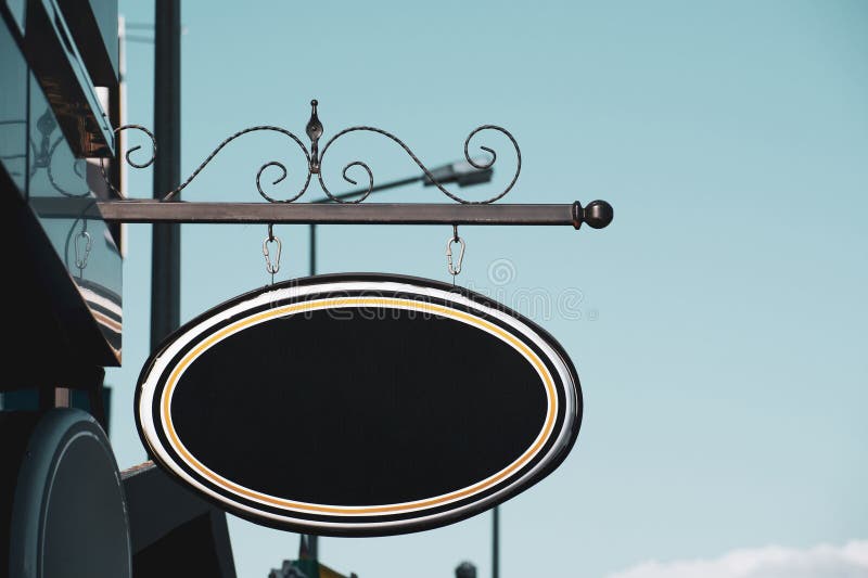 Black Blank Circle Signboard on Street Stock Image - Image of white ...