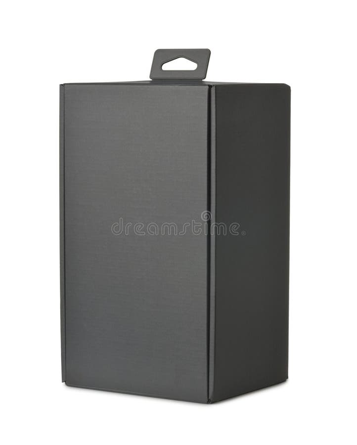 Black Blank Paper Packaging Box Stock Photo - Image of paper, hanger ...