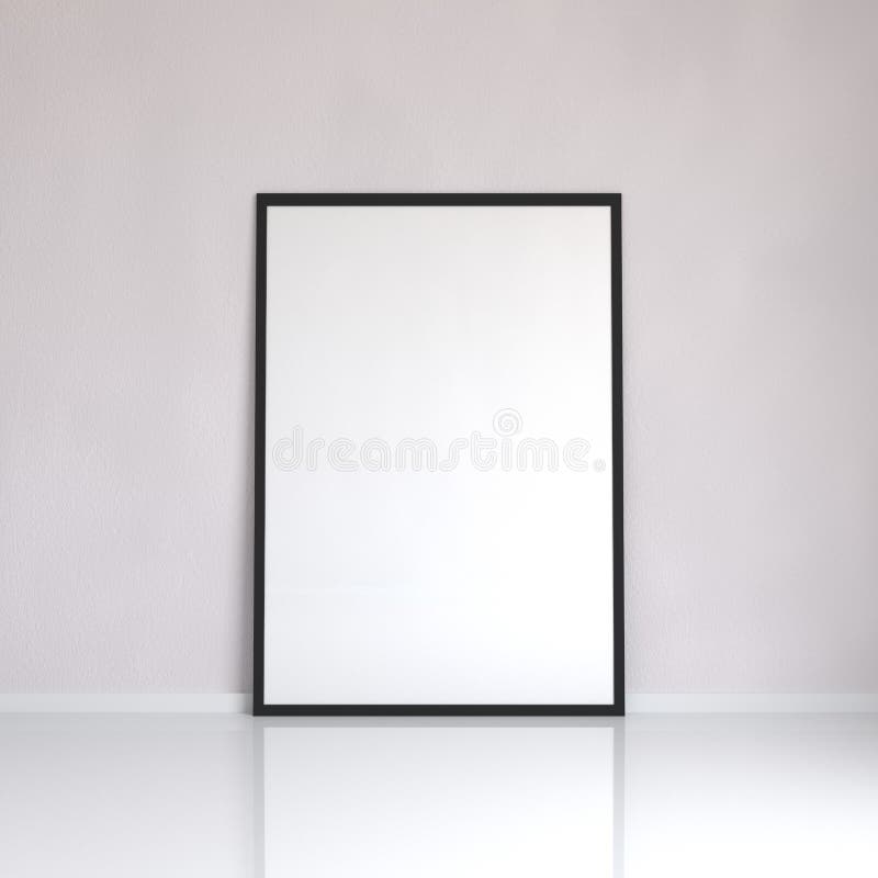 Black Blank Picture Frame Near the Wall, 3D Rendering Stock ...
