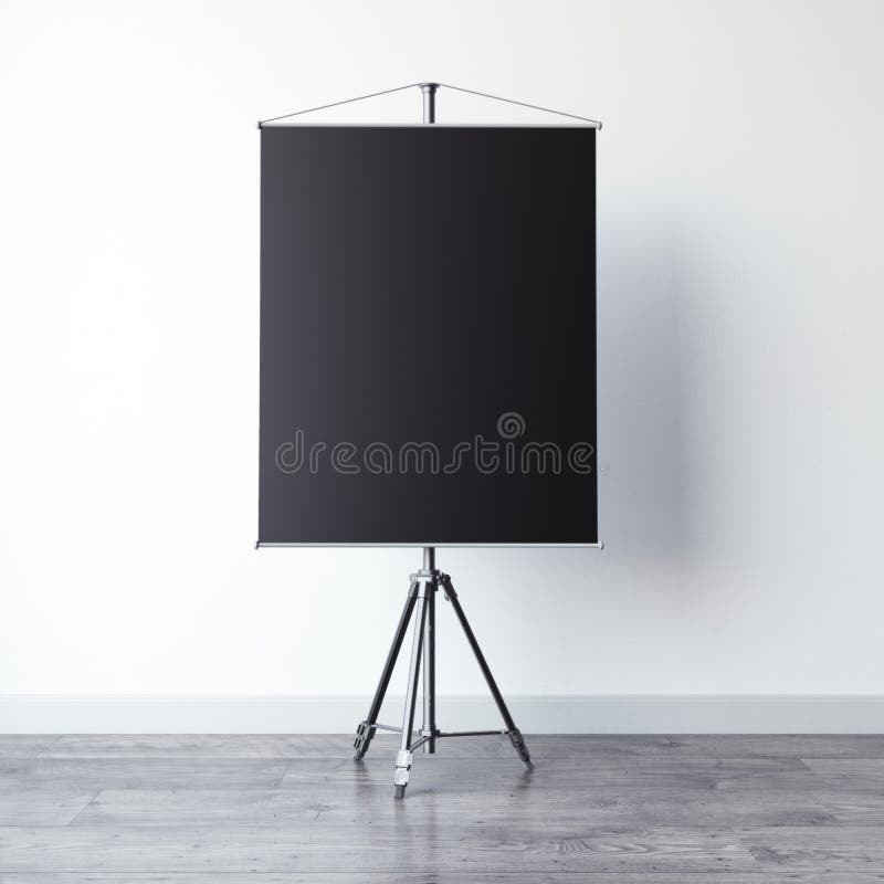 Black Blank Presentation Roller Screen. 3d Rendering Stock Image ...