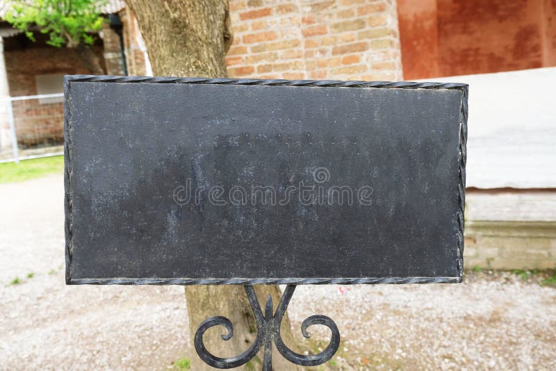 Black Blank Rectangualar Metal Sign Stock Photo - Image of forged ...
