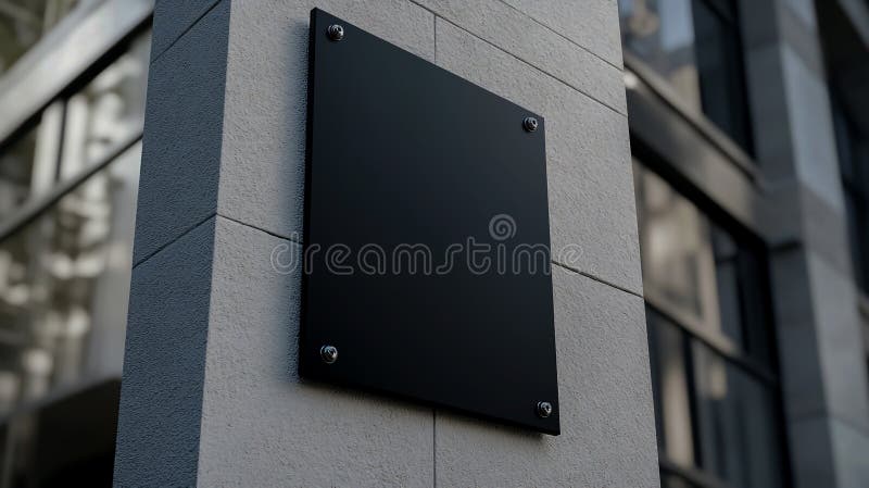 Black Blank Sign on Modern Building Facade Stock Illustration ...