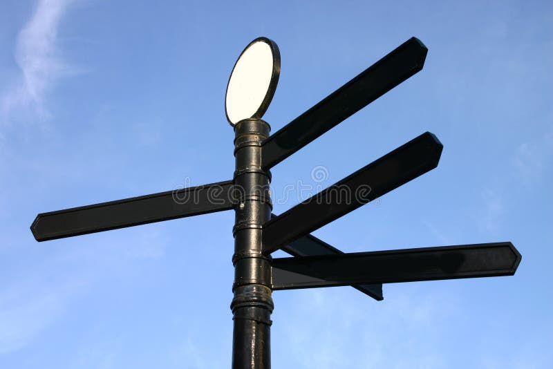 Two way blank signpost. stock image. Image of color, metal - 3666869