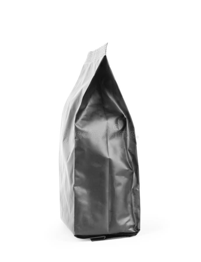 Black Blank Snack Bag Package on White Background Stock Image - Image ...
