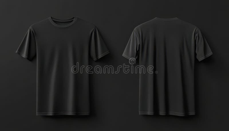 Black Blank T-shirt Mockup Featuring Front and Back Views for Apparel ...