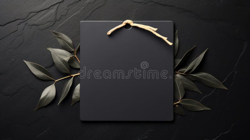 Black Blank Tag with Blank Front Realistic on a Mockup Template in a ...