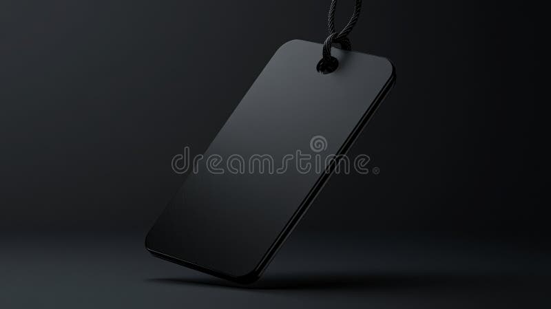 Black Blank Tag on Dark Background, Minimalist Design Stock Photo ...