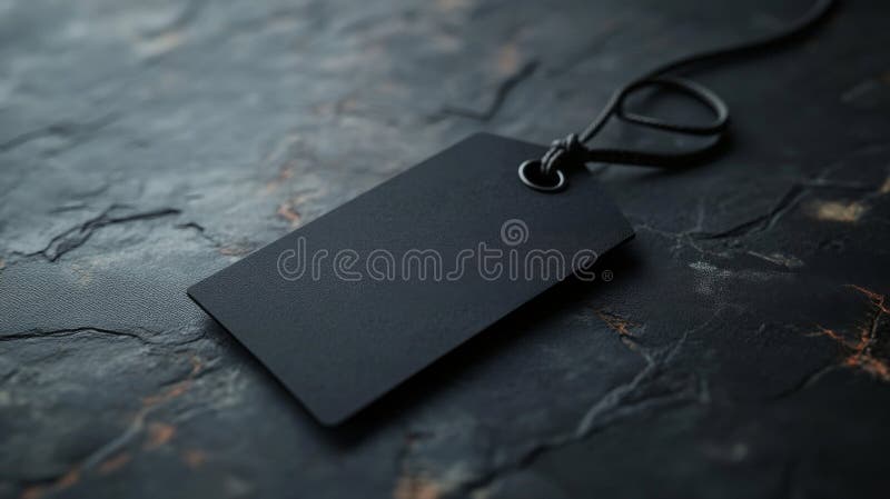 Black Blank Tag on Dark Textured Surface Stock Illustration ...