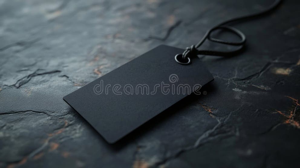 Black Blank Tag on Dark Textured Surface Stock Illustration ...