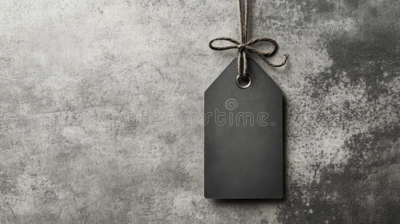 Black Blank Tag on Grey Textured Background Stock Illustration ...