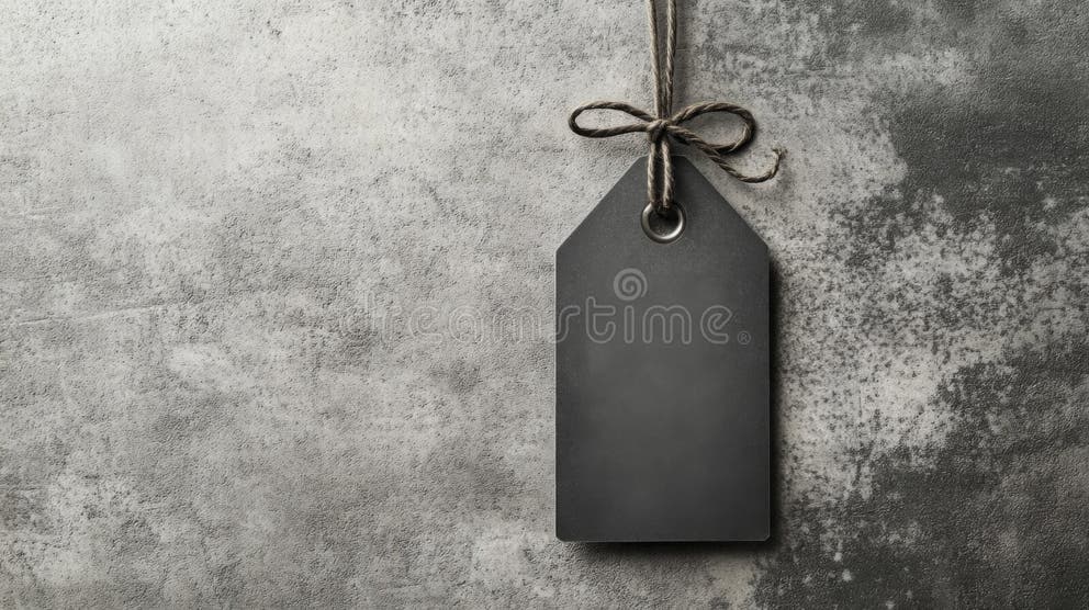 Black Blank Tag on Grey Textured Background Stock Illustration ...