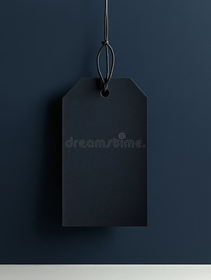 Black Blank Tag Hanging Against Dark Background Stock Photos - Free ...