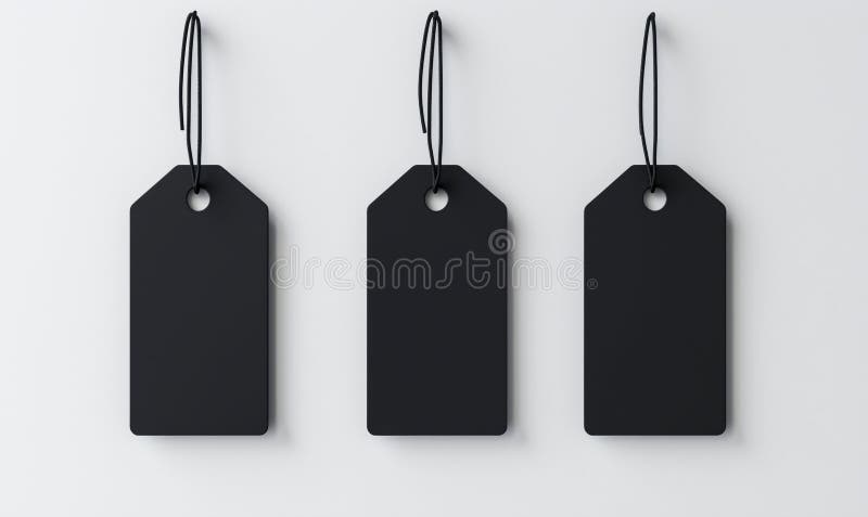 Black Blank Tags with Strings for Labeling and Pricing Items in Retail ...