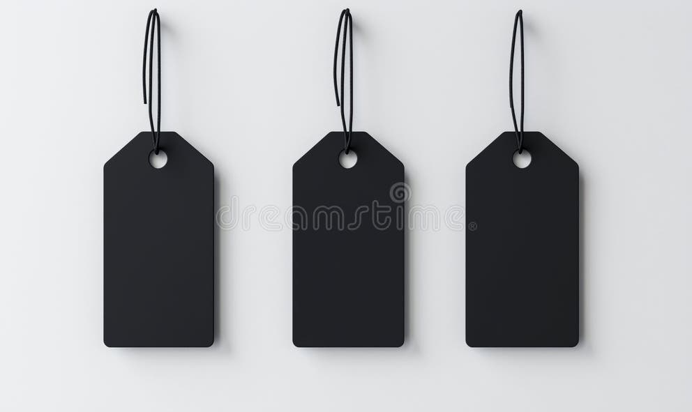 Black Blank Tags with Strings for Labeling and Pricing Items in Retail ...