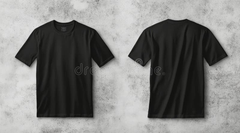 Black Blank TShirt Mockup Featuring Both the Front and Back Views for ...