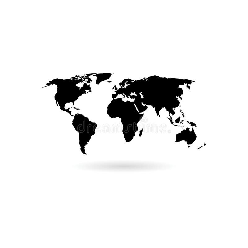 Black Blank World Map Icon or Logo Stock Vector - Illustration of ...