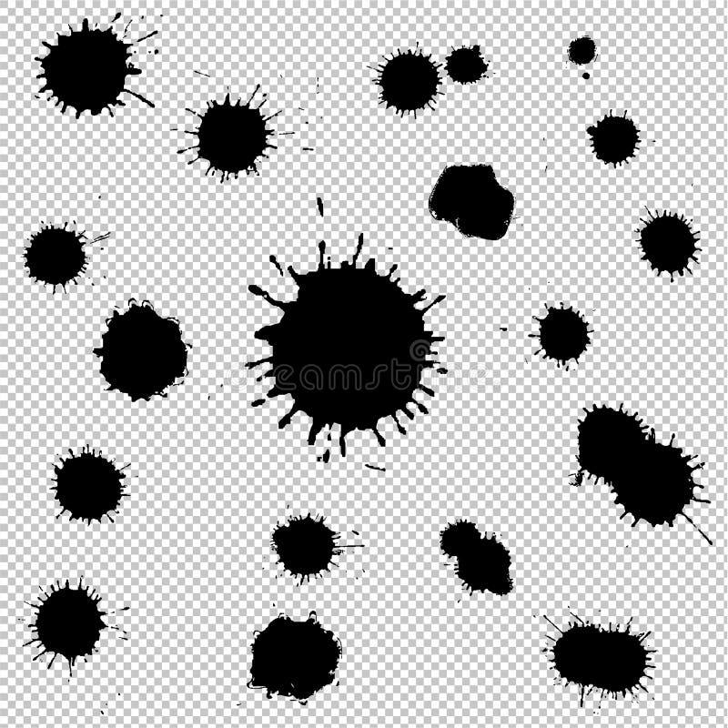 Black Blobs Stains Set Transparent Background Stock Vector ...