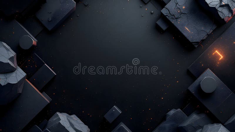 Black Blocks Abstract Background with Blank Dark Middle for Ideas Stock ...