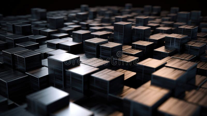 Black Blocks on a Black Background. Generative Ai Stock Illustration ...