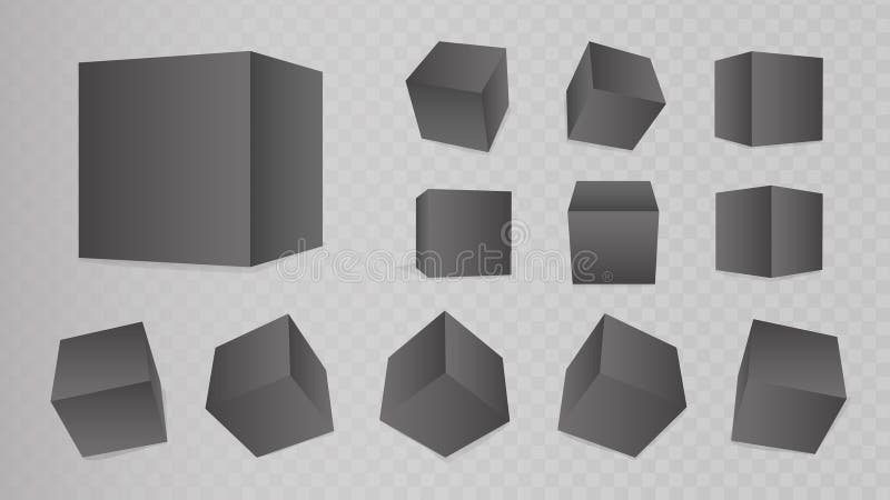 Black Blocks. 3d Modeling Black Cubes Vector Illustration Stock Vector ...