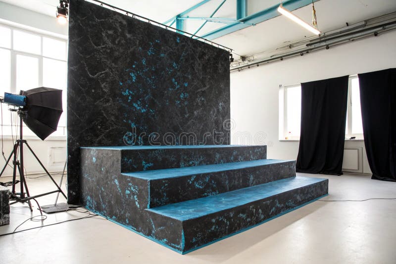 Black and Blue Abstract Cement Step Wall Stock Illustration ...