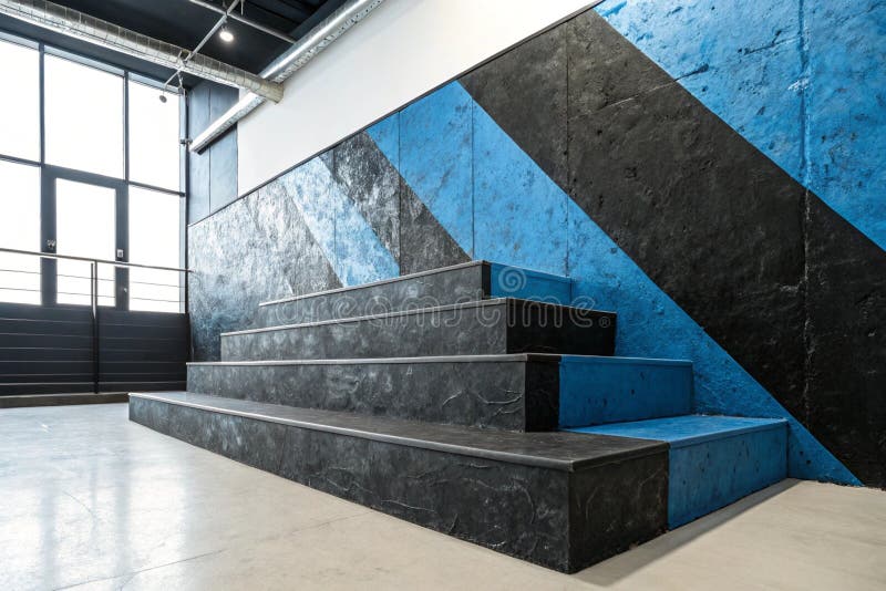 Black and Blue Abstract Cement Step Wall Stock Illustration ...