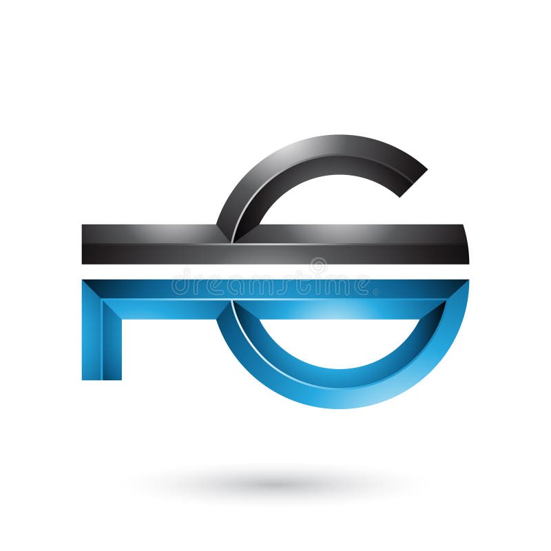 Black and Blue Abstract Key-like Symbol Isolated on a White Background ...