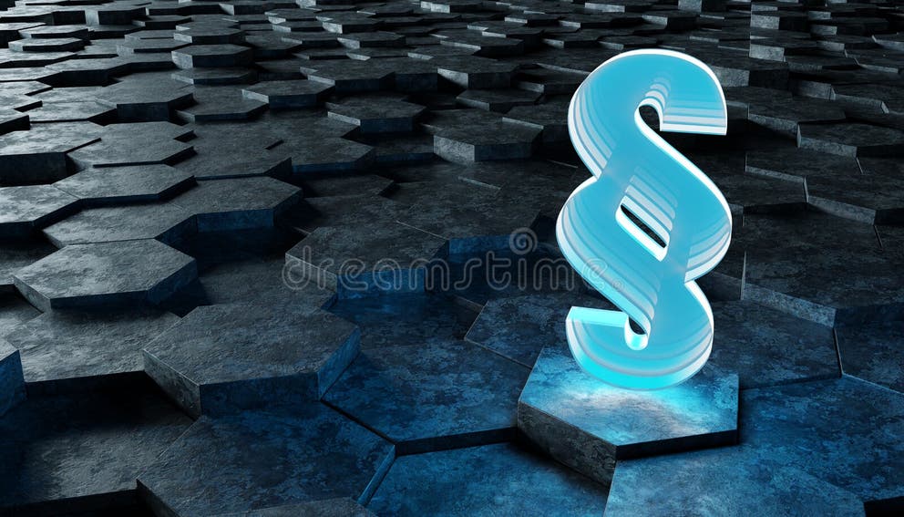 Black and Blue Law Icon Hexagons Background 3D Rendering Stock ...