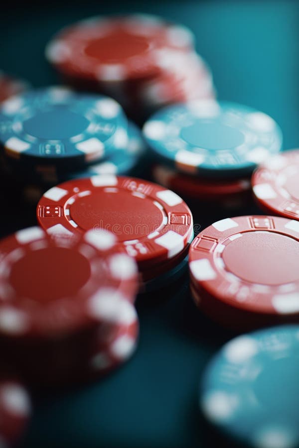 Black and Blue Background with Two Stacks of Red and Blue Poker Chips ...