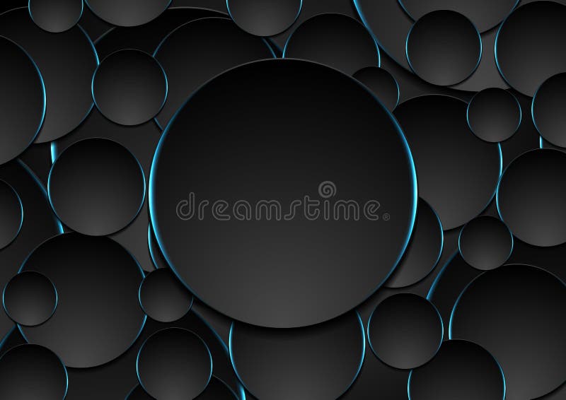 Black and Blue Circles Abstract Tech Background Stock Vector ...