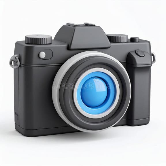 Black and Blue Digital Camera 3D Render Stock Illustration ...