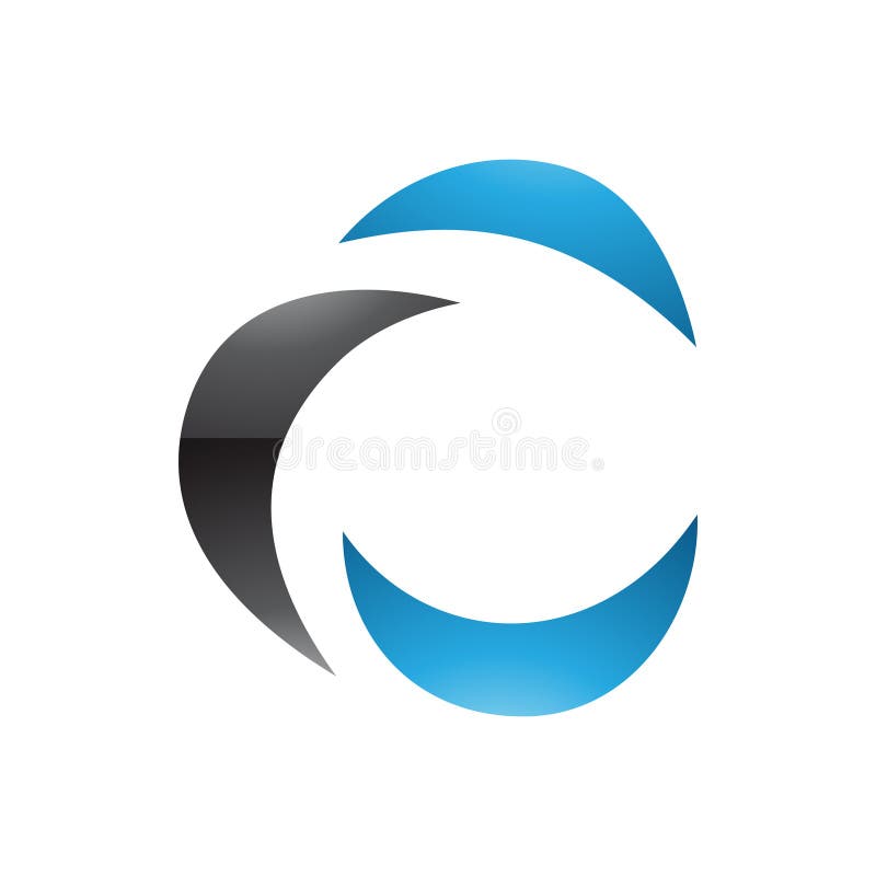 Black and Blue Glossy Crescent Shaped Letter C Icon Stock Vector ...