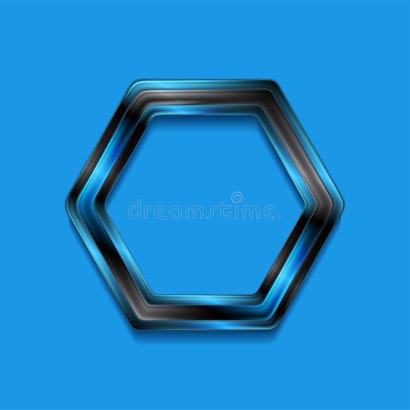 Black and Blue Glossy Hi-tech Geometric Hexagons Abstract Background ...