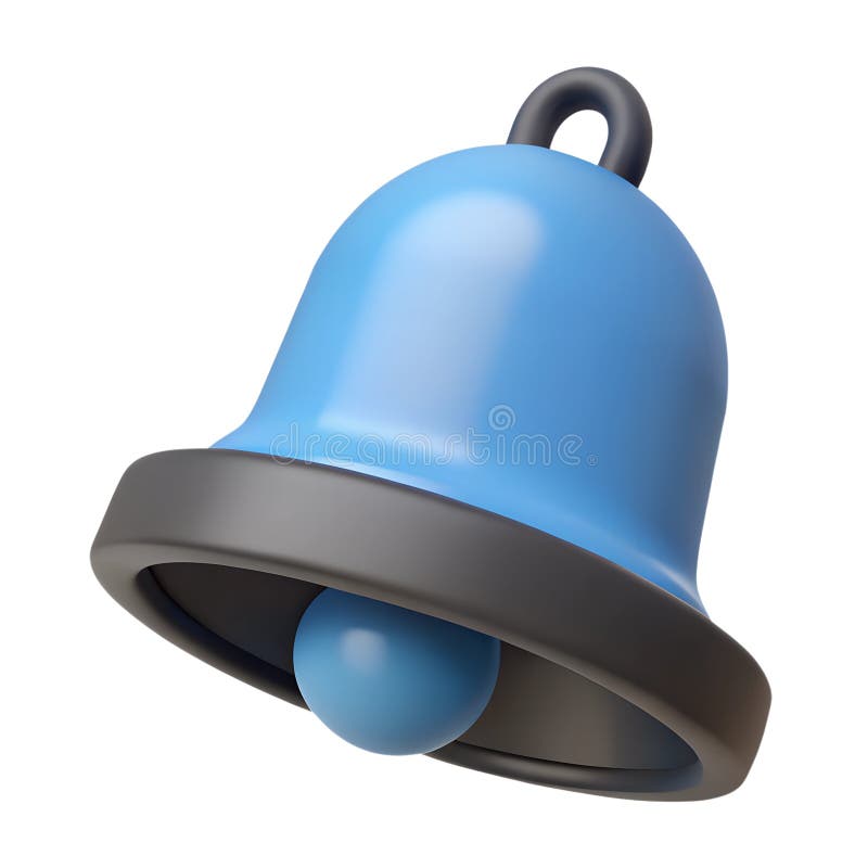Black and Blue Notification Bell. 3d Rendering Isolated on White ...