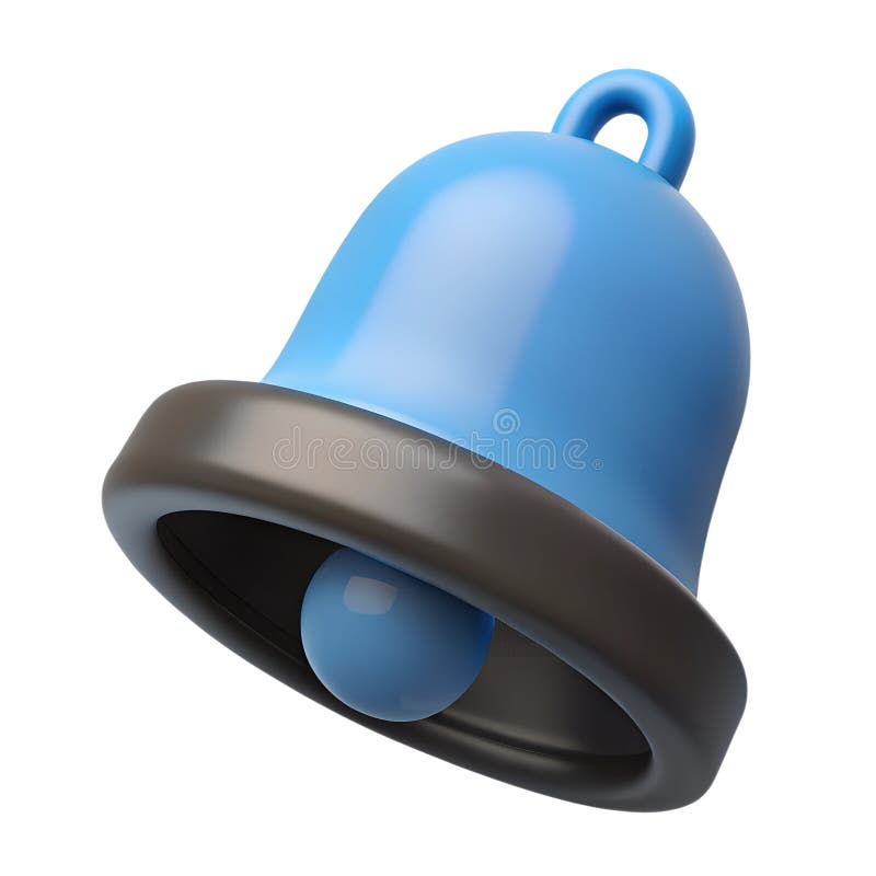 Black and Blue Notification Bell. 3d Rendering Isolated on White ...
