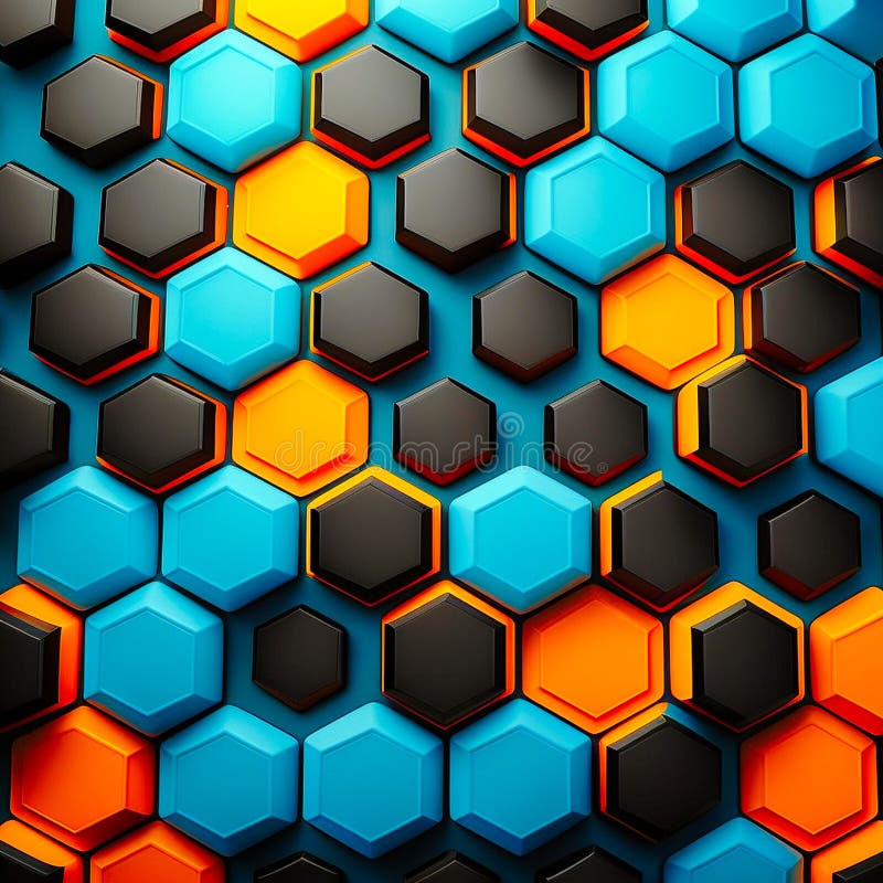 Black Blue and Orange Hexagons Background Pattern, Generative AI Stock ...