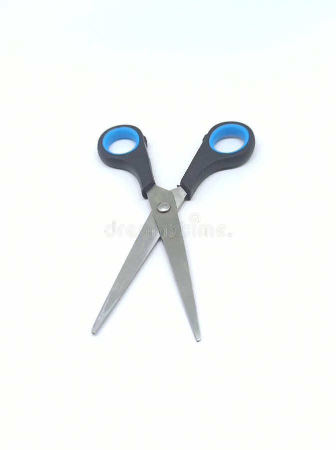 Black Blue Scissors on a White Background Stock Image - Image of ...