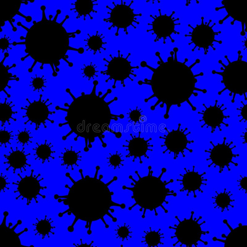 Black on Blue Virus Pattern Seamless Repeat Background Stock ...
