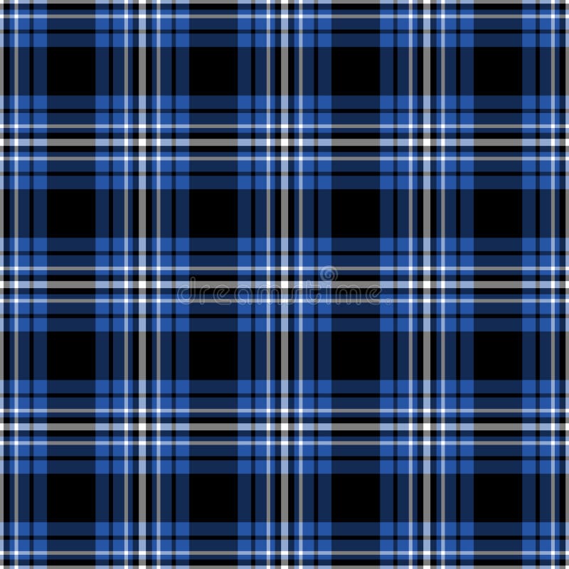 Black, Blue and White Plaid Seamless Pattern Stock Illustration ...