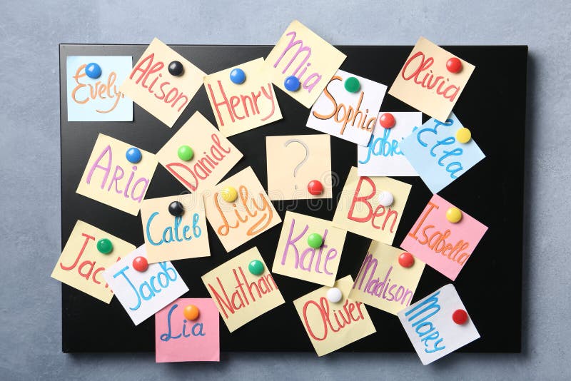 Black Board with Baby Names Hanging on Wall Stock Image - Image of ...