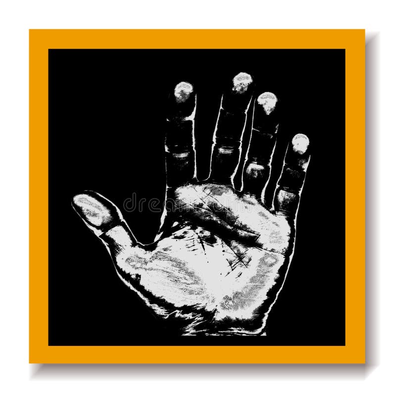 Black Board Chalk Hand Print Stock Illustration - Illustration of hand ...