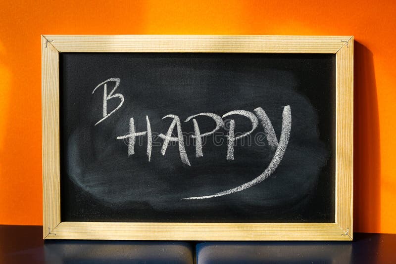 Black Board with Text B Happy Written in Chalk Stock Image - Image of ...